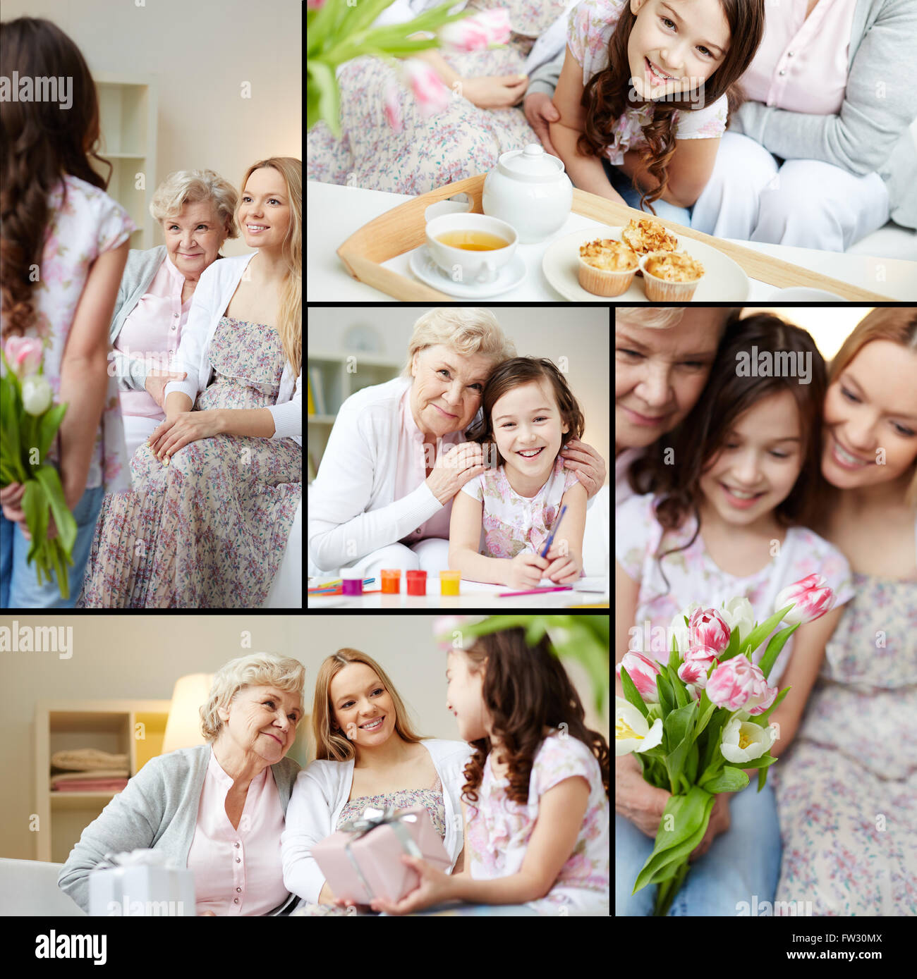 Family at home Stock Photo - Alamy