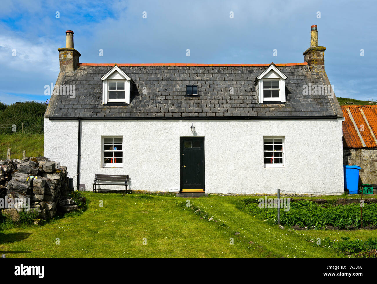 Typical small farmhouse or croft, Clachtoll, Assynt, Scotland, United ...