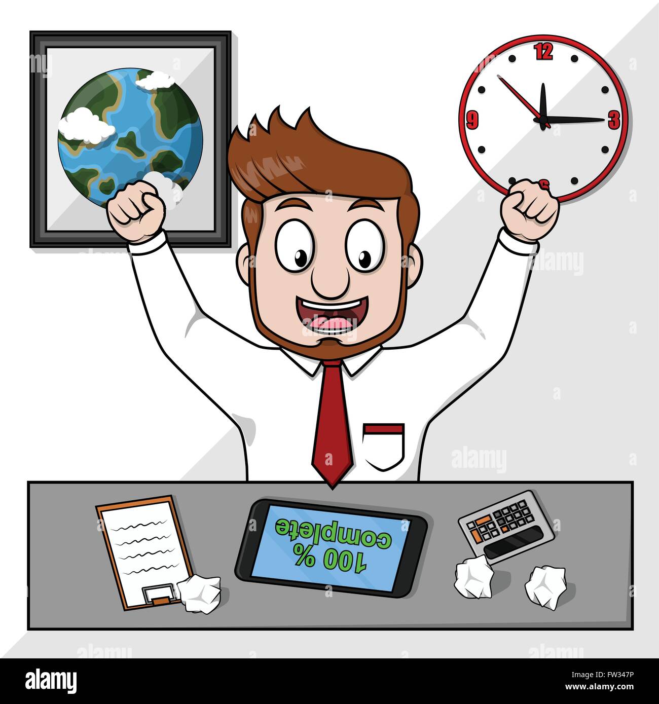 Happy Business man completing his job Stock Vector Image & Art - Alamy