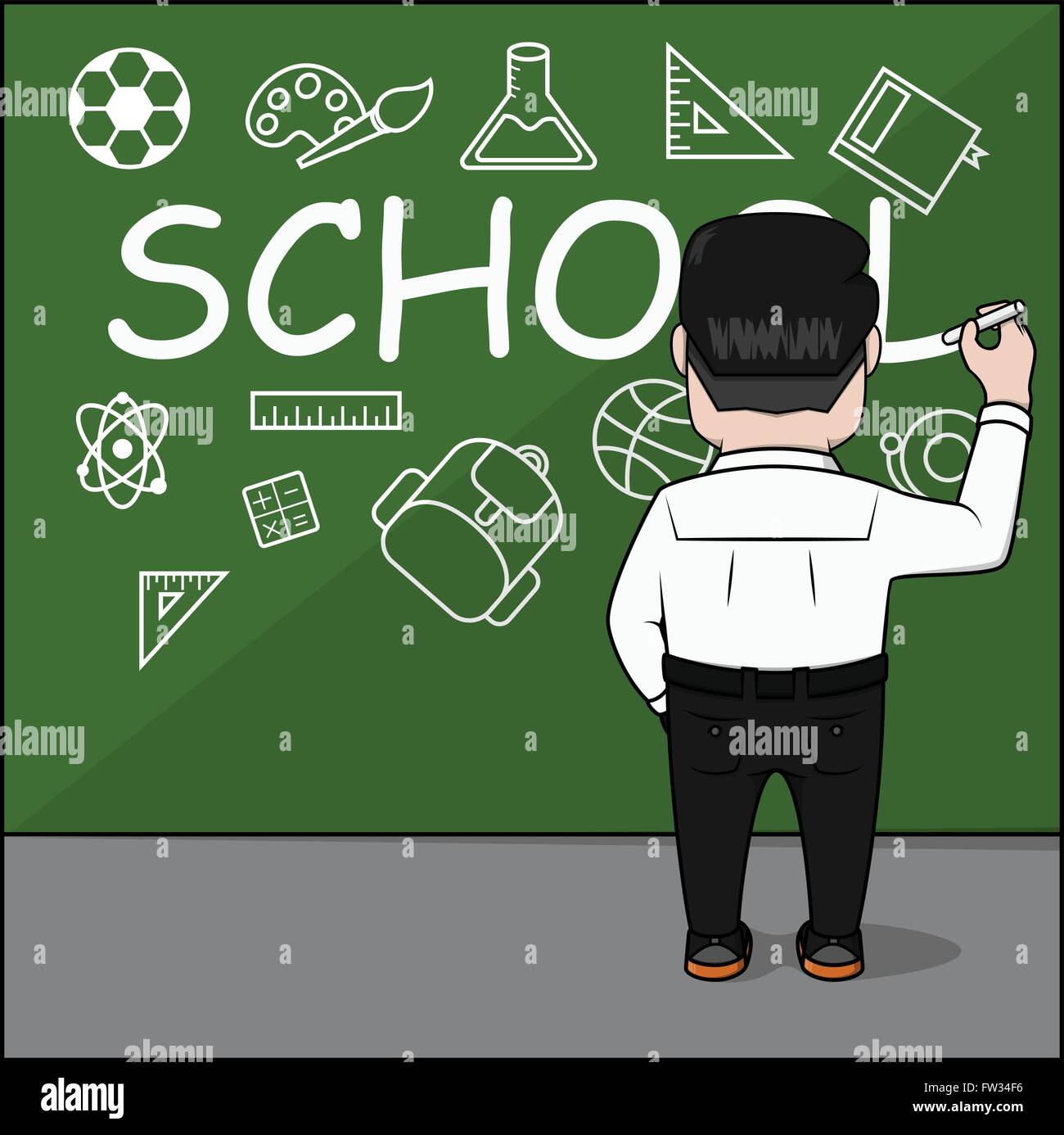 Teacher writing on blackboard Stock Vector Images - Alamy