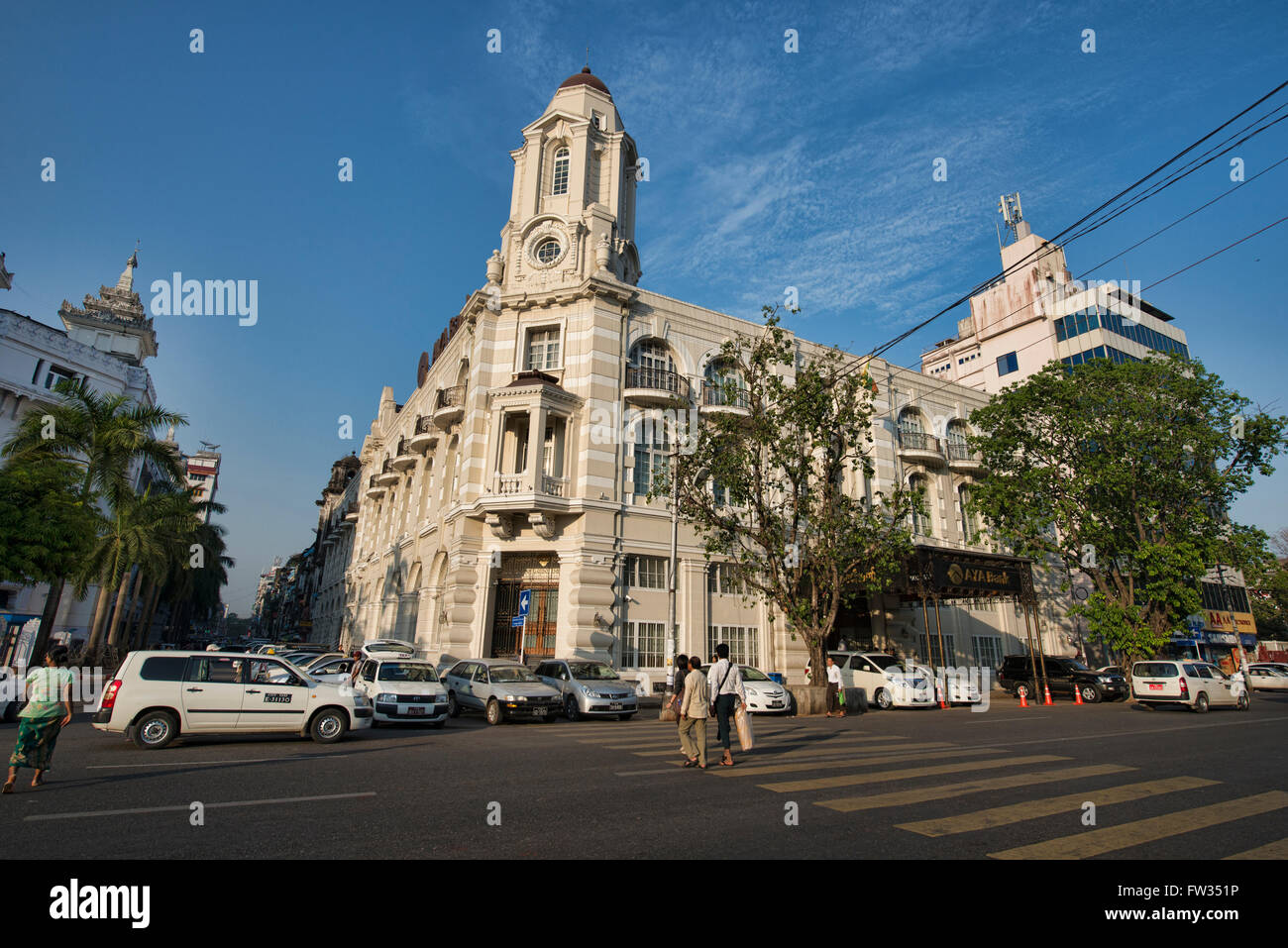 Restored Rowe & Company colonial building in Yangon, Myanmar Stock ...