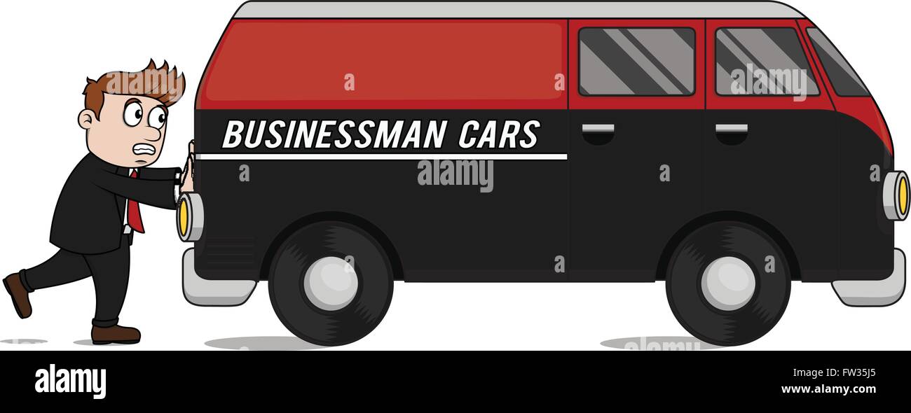 Business man pushing car Stock Vector Image & Art - Alamy