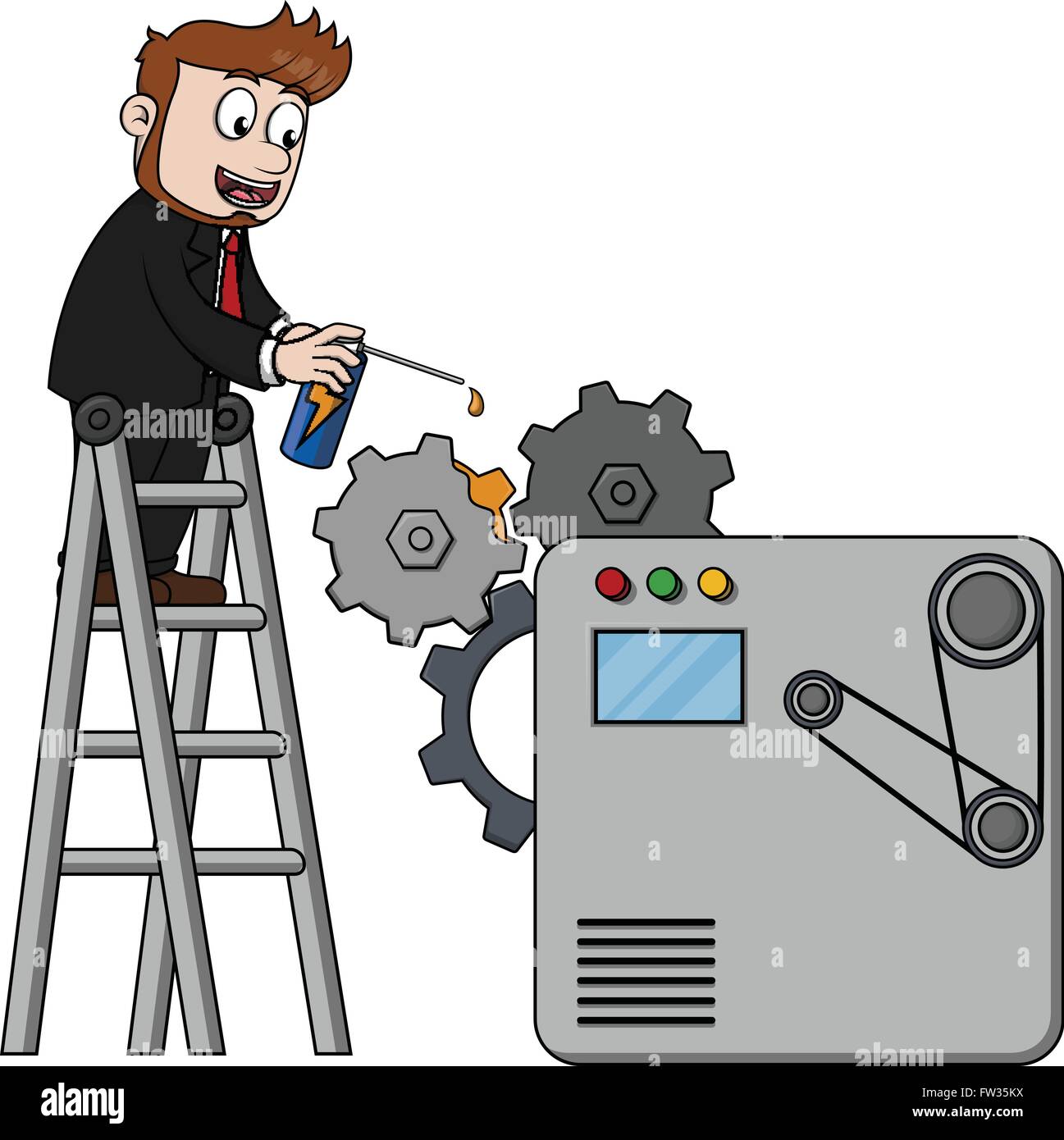 Business man oiling cog Stock Vector Image & Art - Alamy