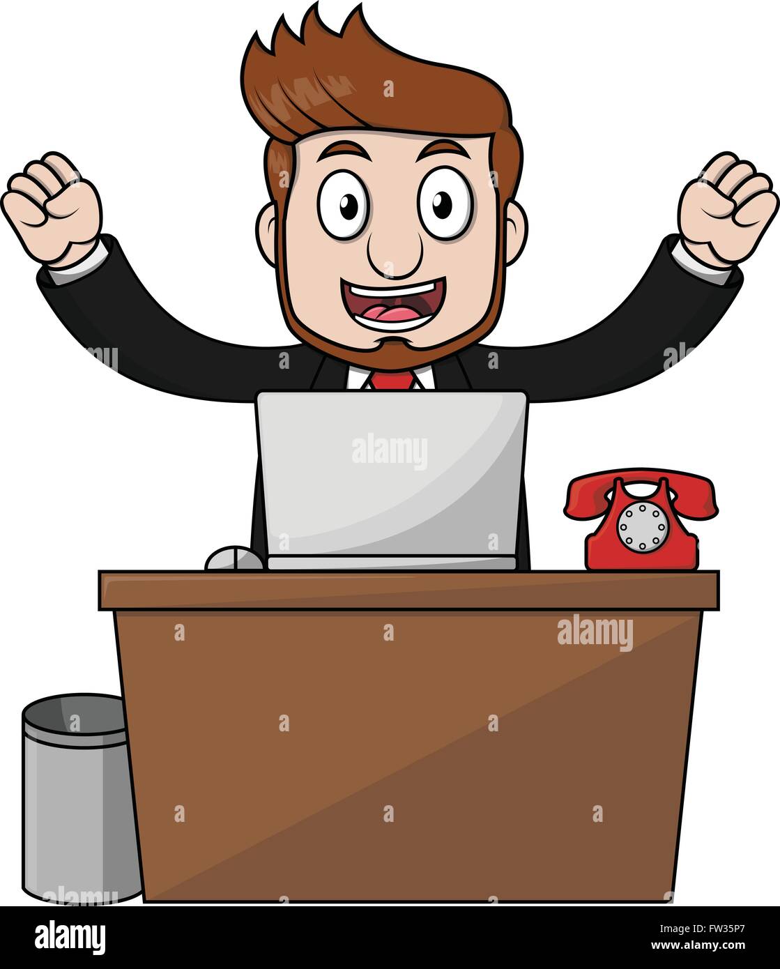 Business man happy desk Stock Vector Image & Art - Alamy