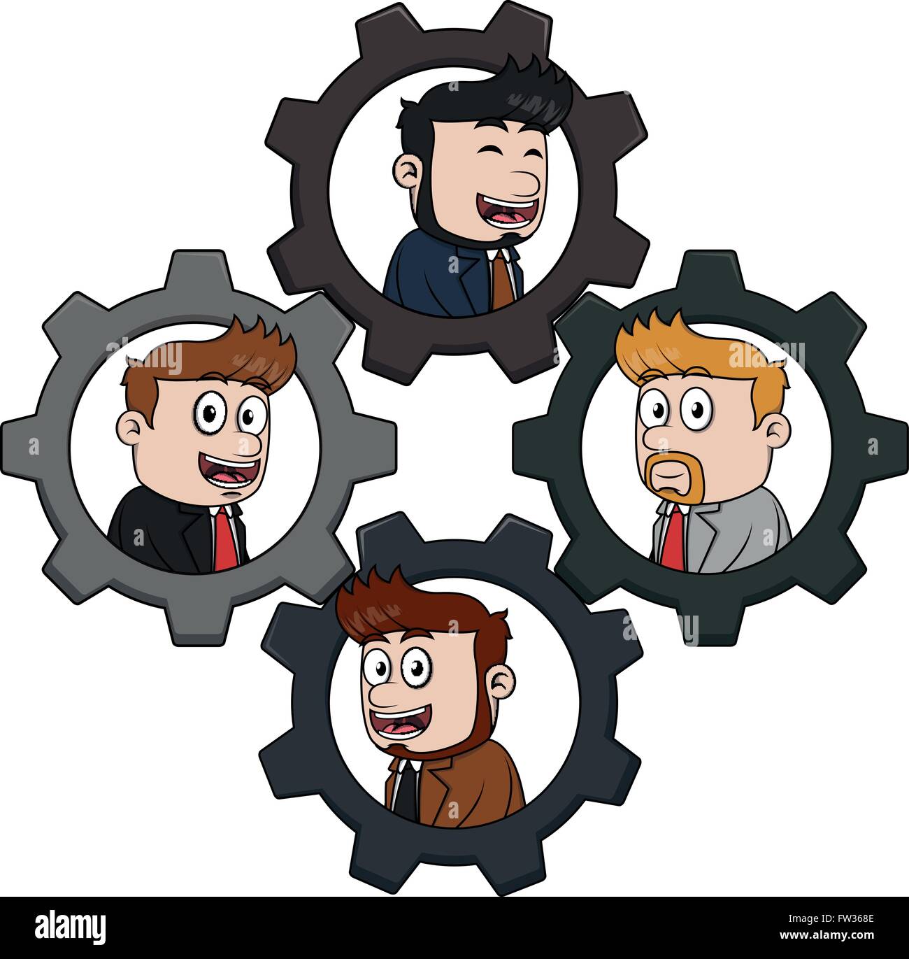 Connecting cogs business man Stock Vector Image & Art - Alamy