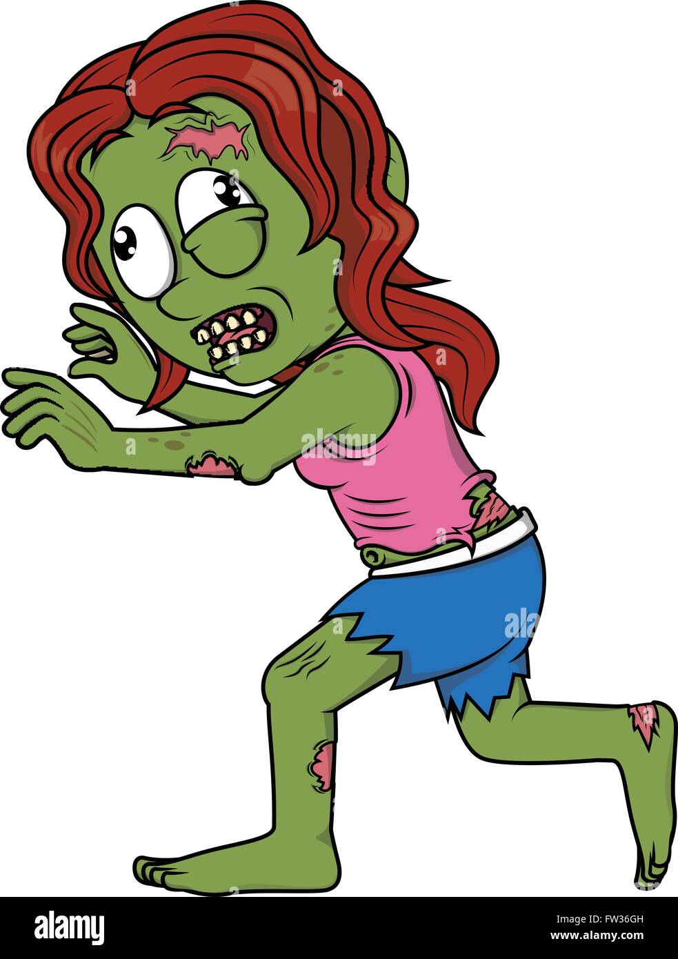 Zombie girl run Stock Vector Image & Art - Alamy