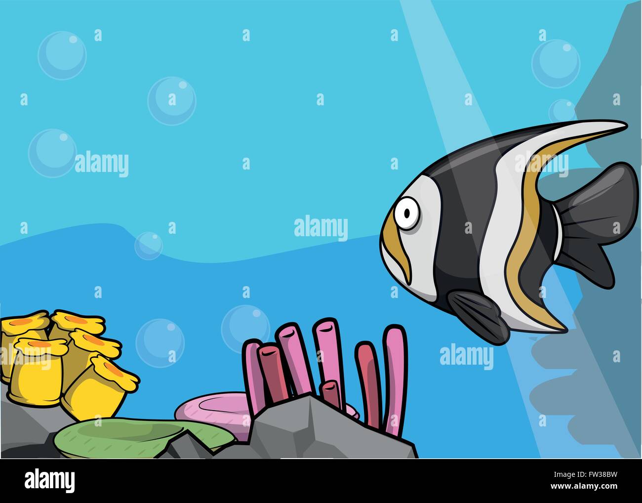 Coral reef scenery emperor angelfish Stock Vector Images - Alamy