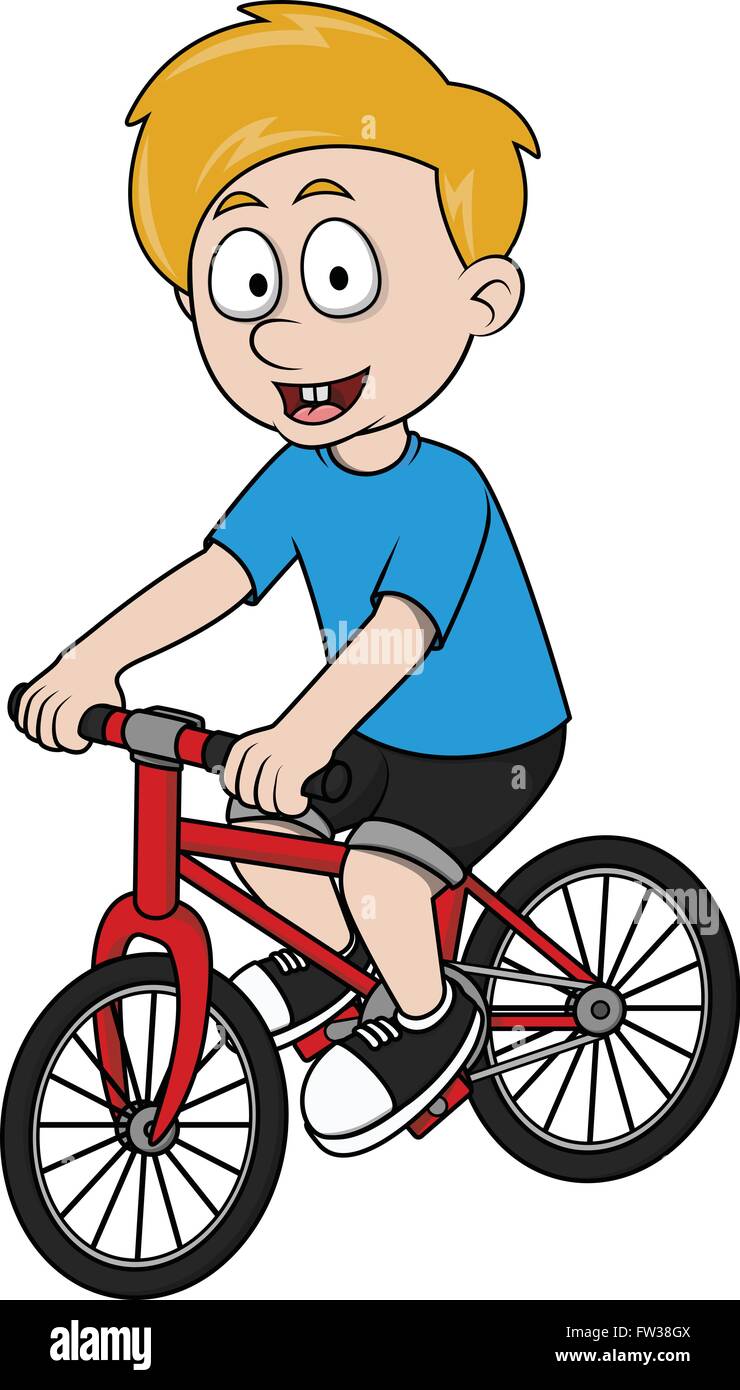 Boy bicycle cartoon illustration Stock Vector Image & Art - Alamy