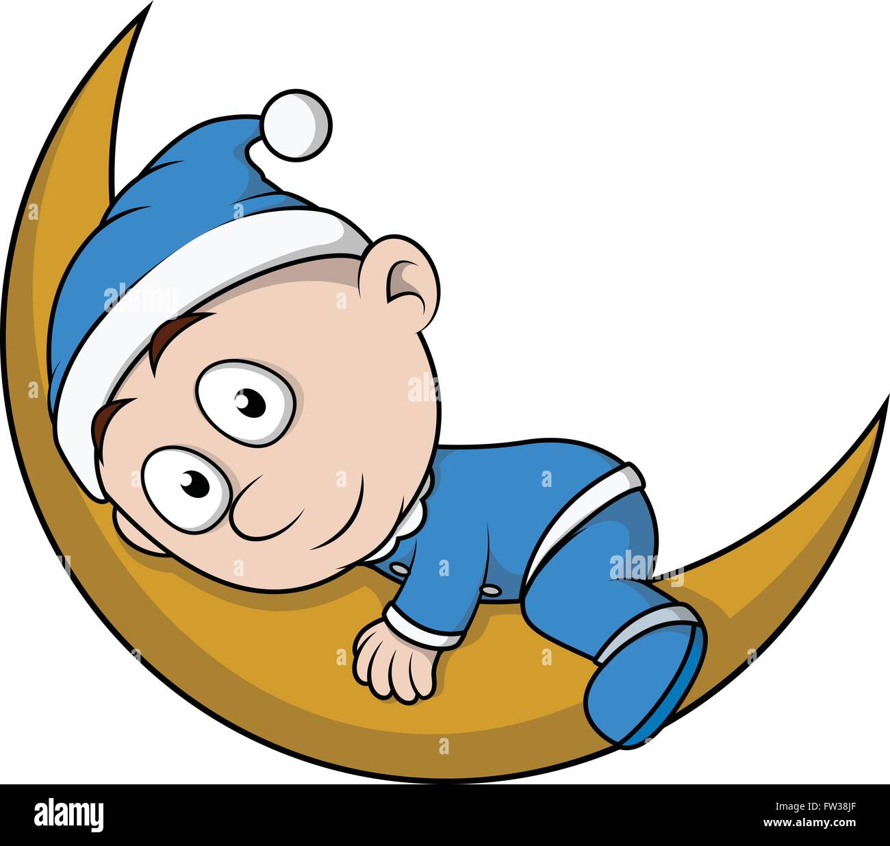 Cartoon illustration man on moon hi-res stock photography and images ...
