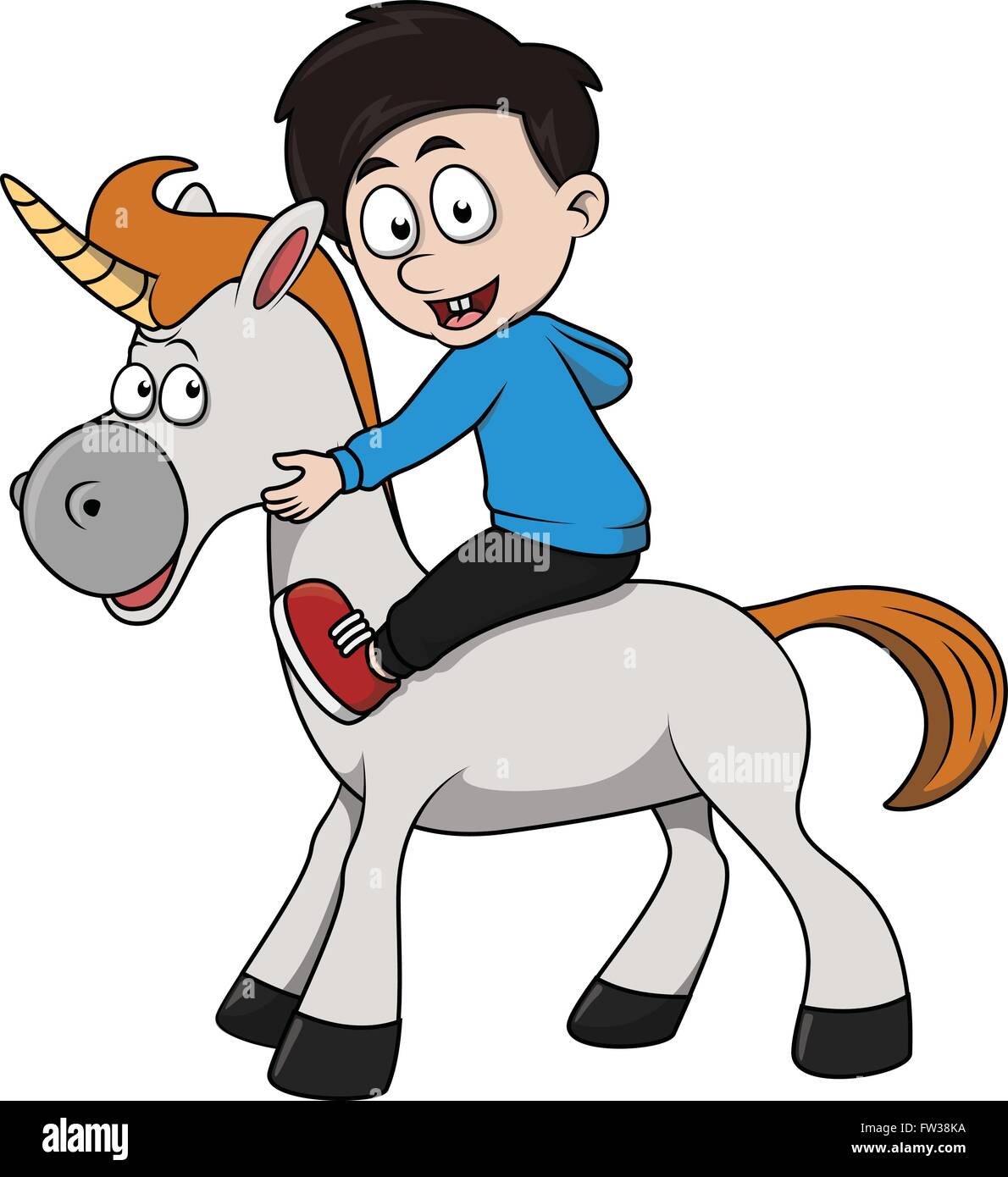 Boy unicorn cartoon illustration Stock Vector Image & Art - Alamy