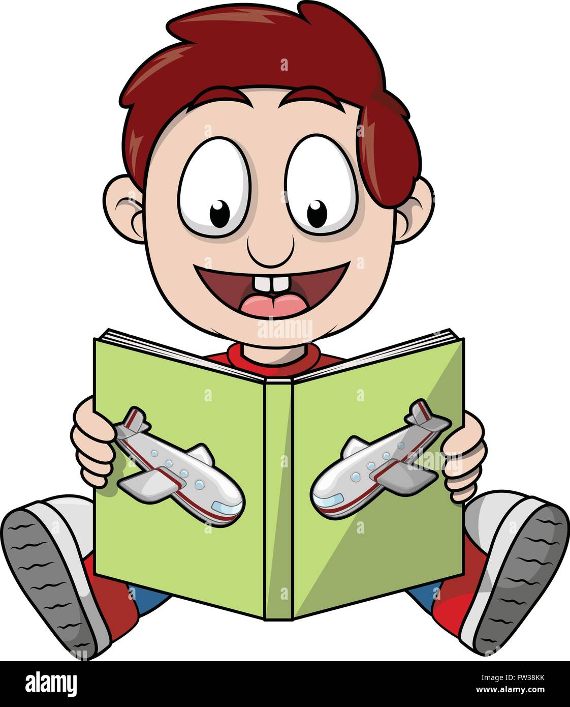 Boy read a educational book cartoon illustration Stock Vector Image ...