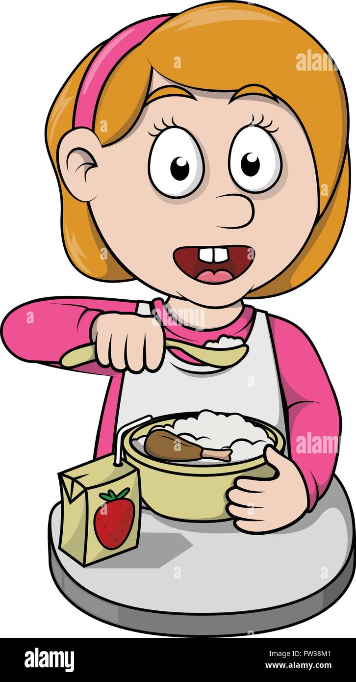 Girl breakfast cartoon illustration Stock Vector Image & Art - Alamy