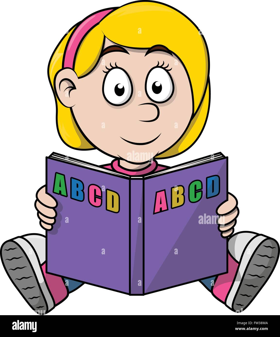 Girl read a book cartoon illustration Stock Vector Image & Art - Alamy