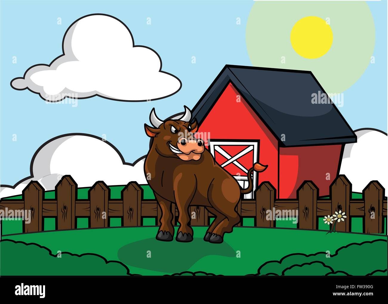 Bull farm fence Stock Vector Images - Alamy