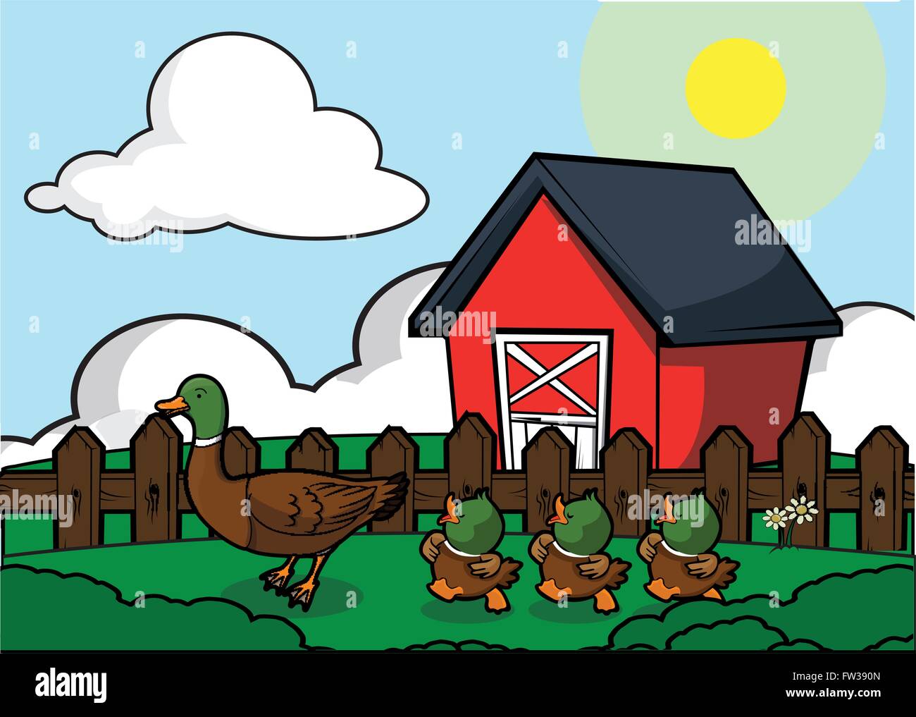 Duck at farm house scenery Stock Vector Image & Art - Alamy