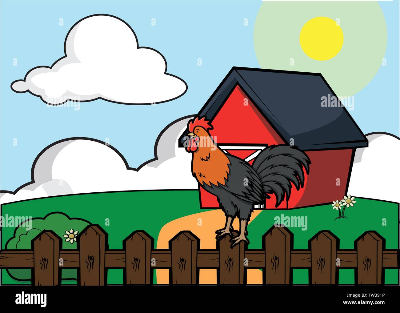 Poultry farm house illustration Stock Vector Image & Art - Alamy