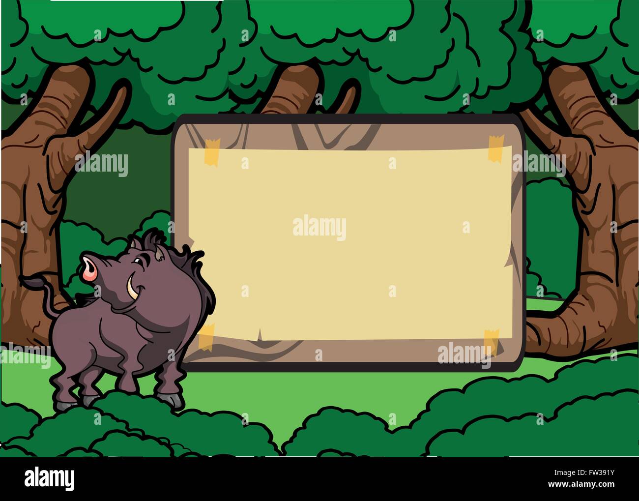 Wild boar forest scene with wood banner Stock Vector Image & Art - Alamy