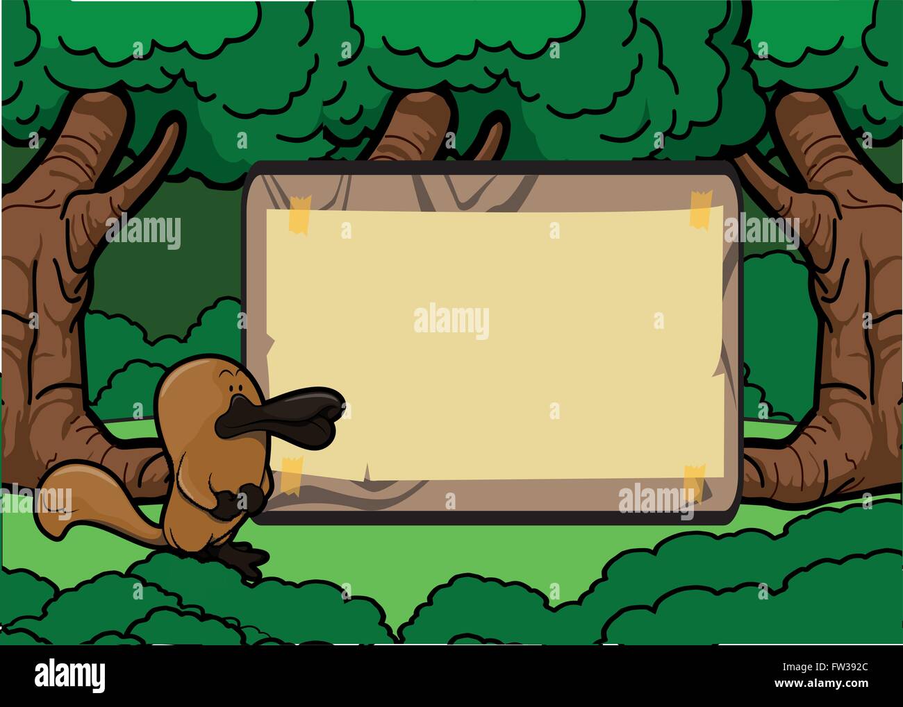 Platypus forest scene with wood banner Stock Vector Image & Art - Alamy