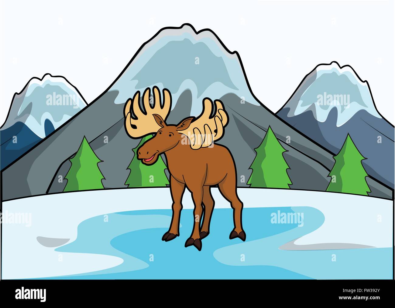 deer with ice mountain scene Stock Vector Image & Art - Alamy