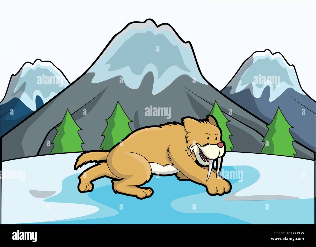 Sabertooth ice mountain scene Stock Vector Image & Art - Alamy
