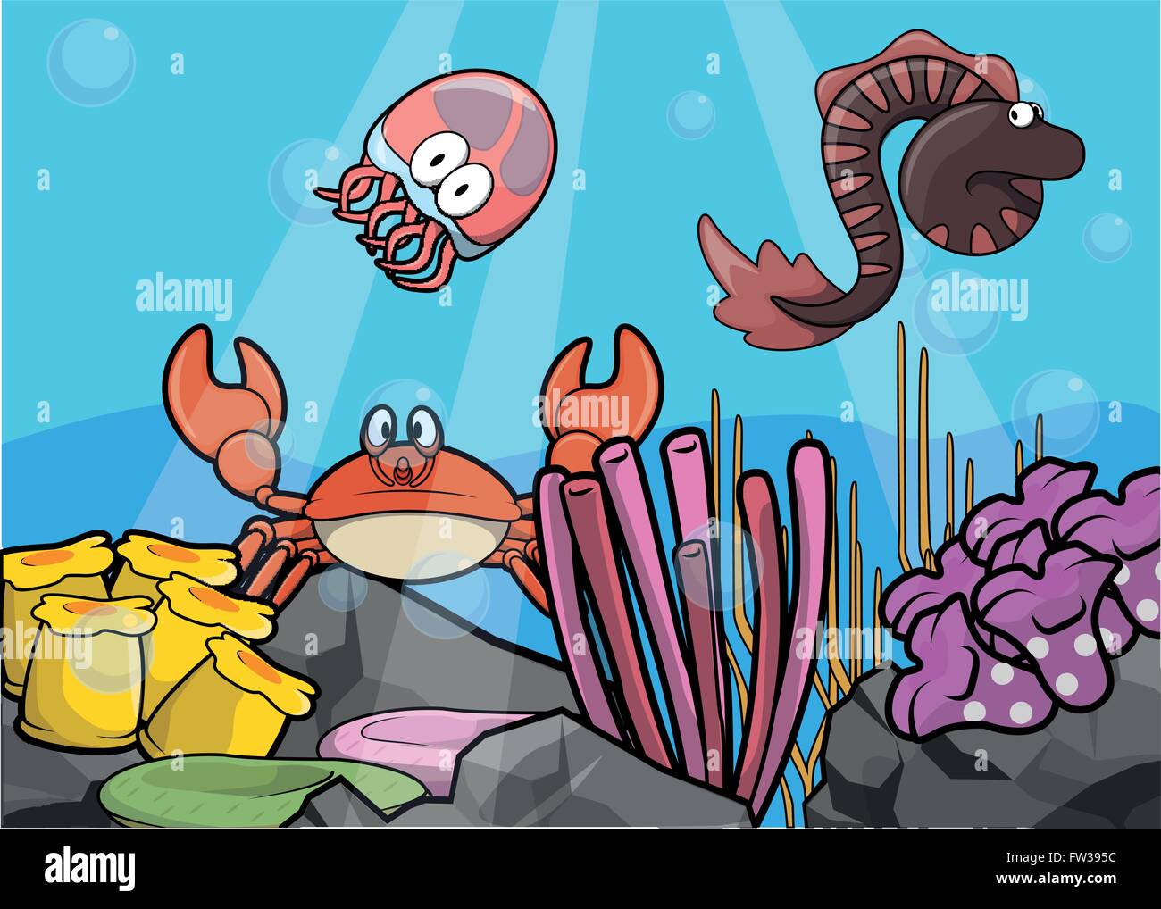 Crab coral on blue Stock Vector Images - Alamy