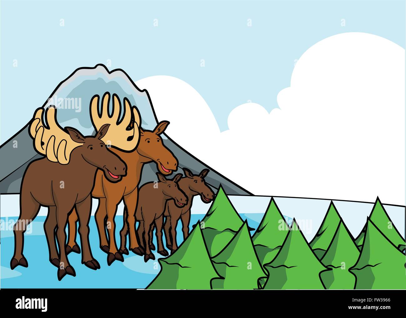 ice deer with ice mountain scene Stock Vector Image & Art - Alamy