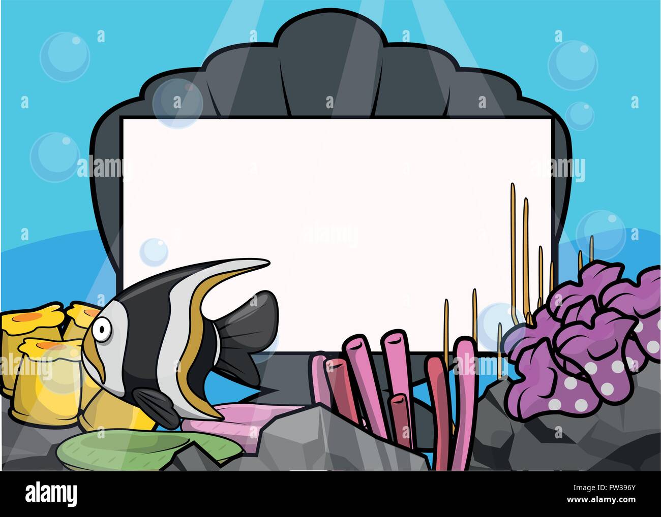 Moorish idol underwater scenery with white banner Stock Vector Image ...