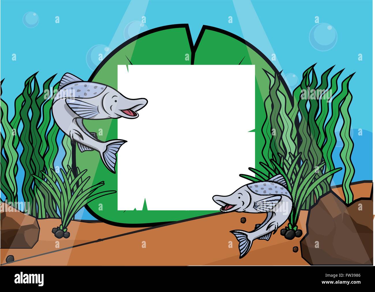 Flying fish underwater scenery with white banner Stock Vector Image ...