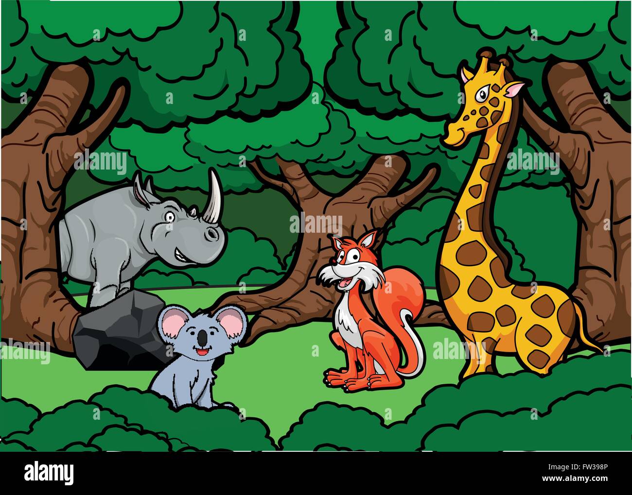 Jungle animal scene Stock Vector Image & Art - Alamy