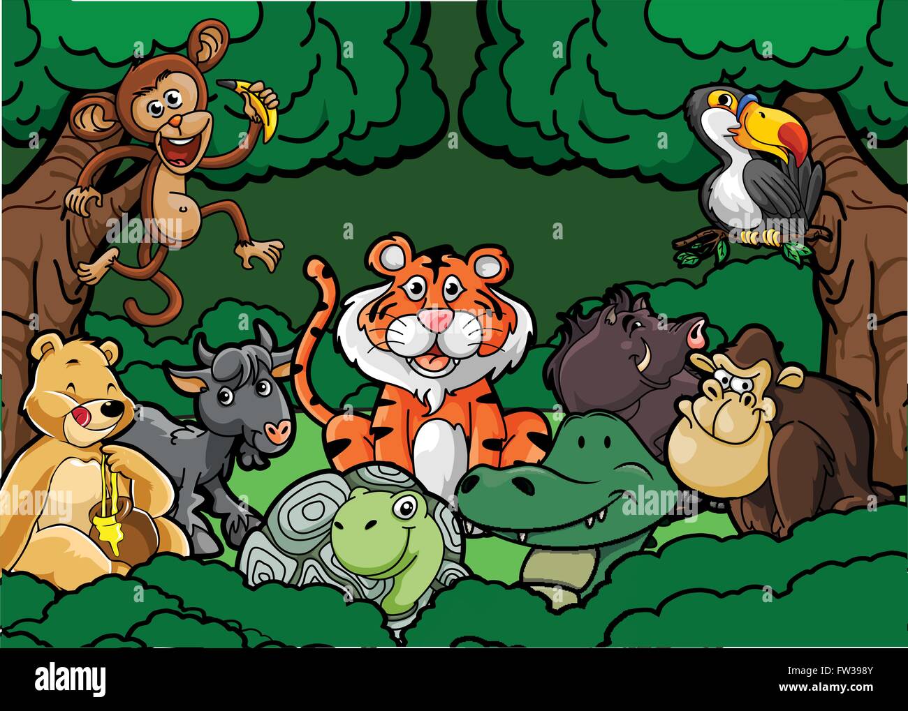 Jungle animal scene Stock Vector Image & Art - Alamy