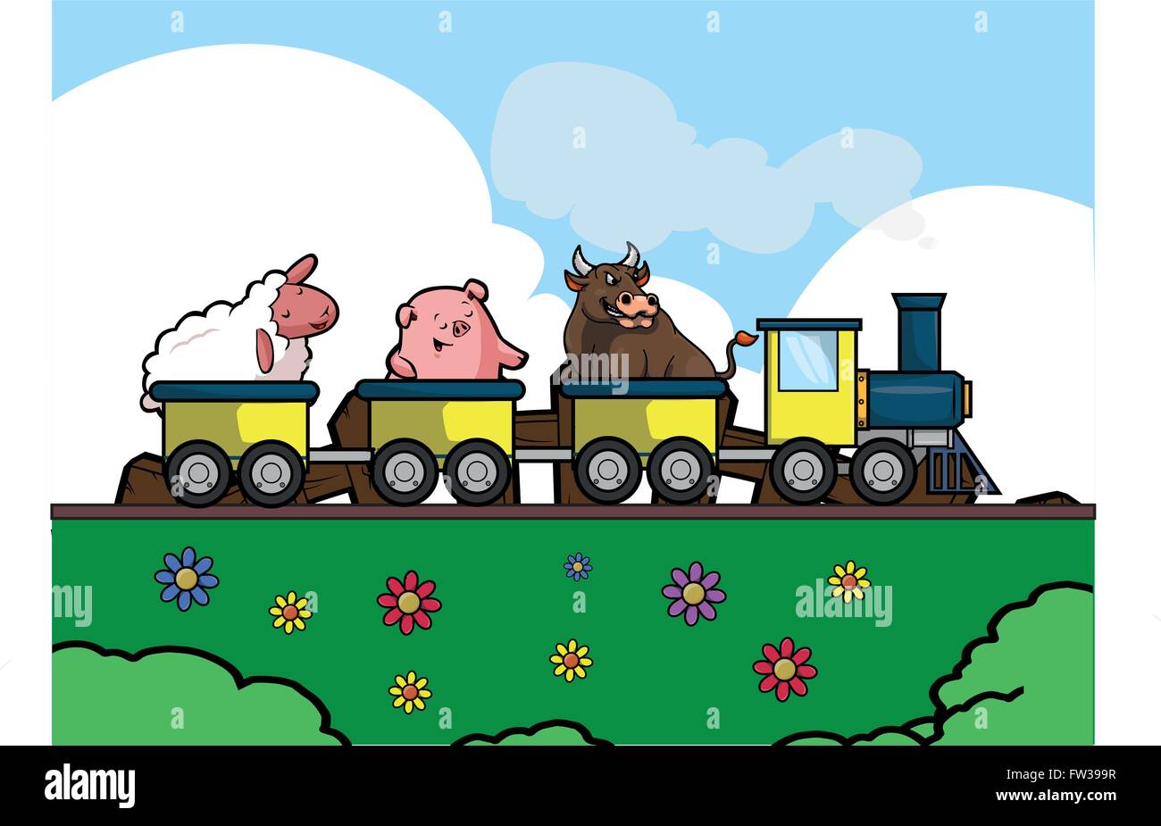 Farm animal traveling train at Park Stock Vector Image & Art - Alamy