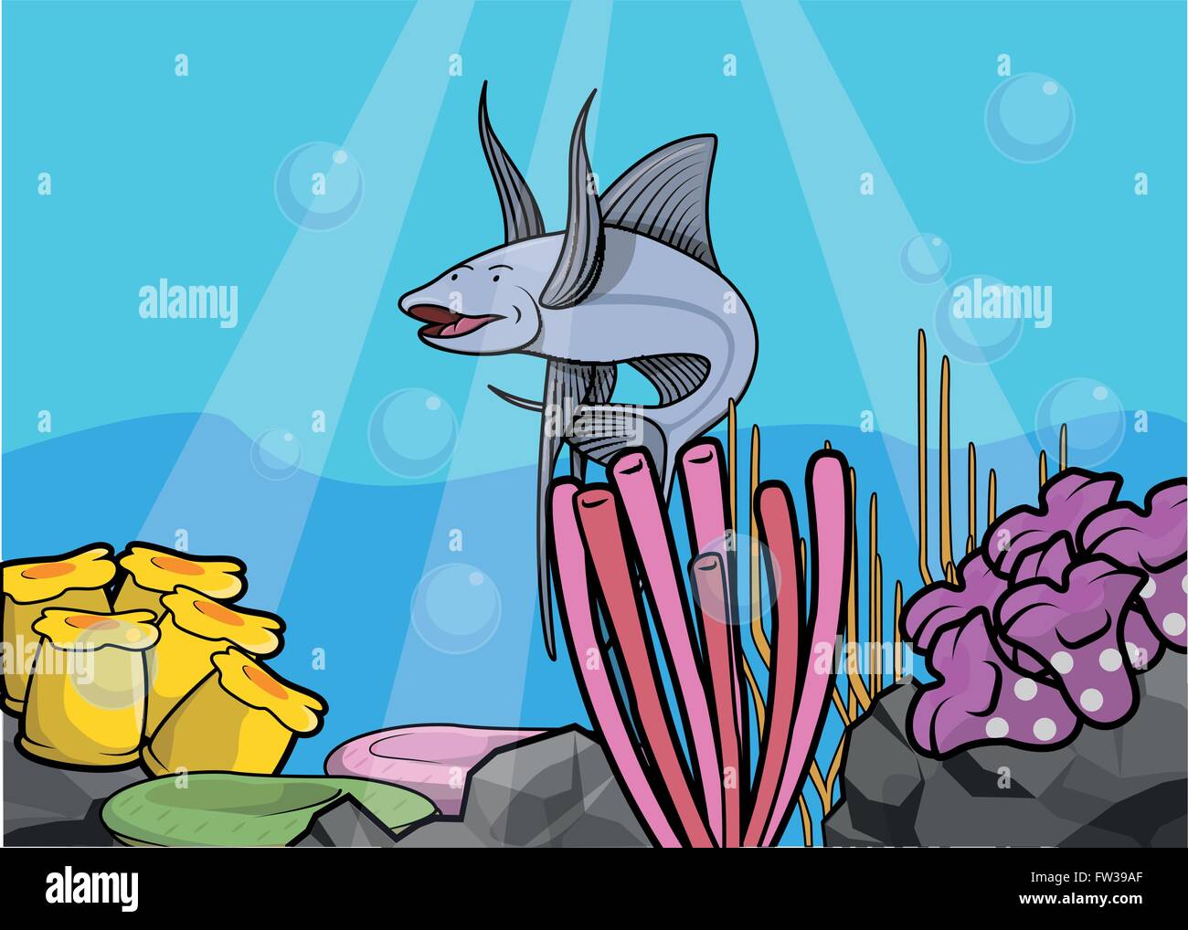 Flying fish underwater scenery Stock Vector Images - Alamy