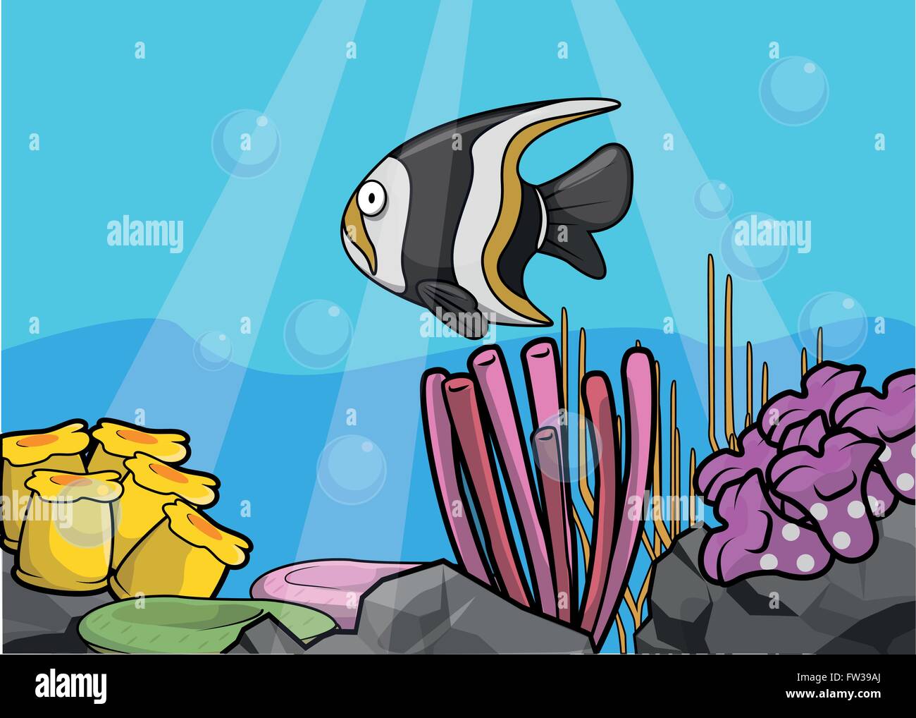 Emperor angelfish coral reef Stock Vector Images - Alamy