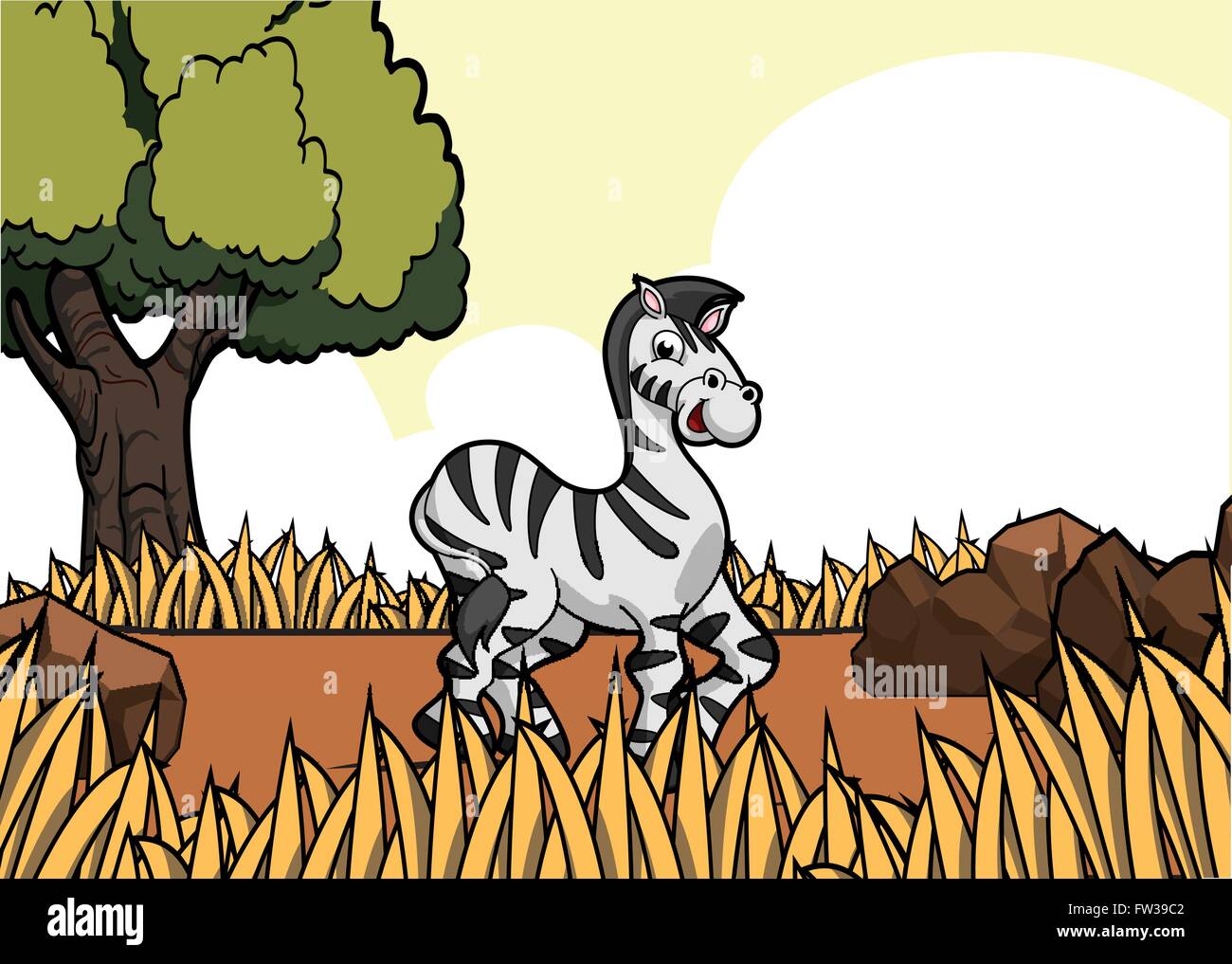 zebra savanah safari scene Stock Vector Image & Art - Alamy