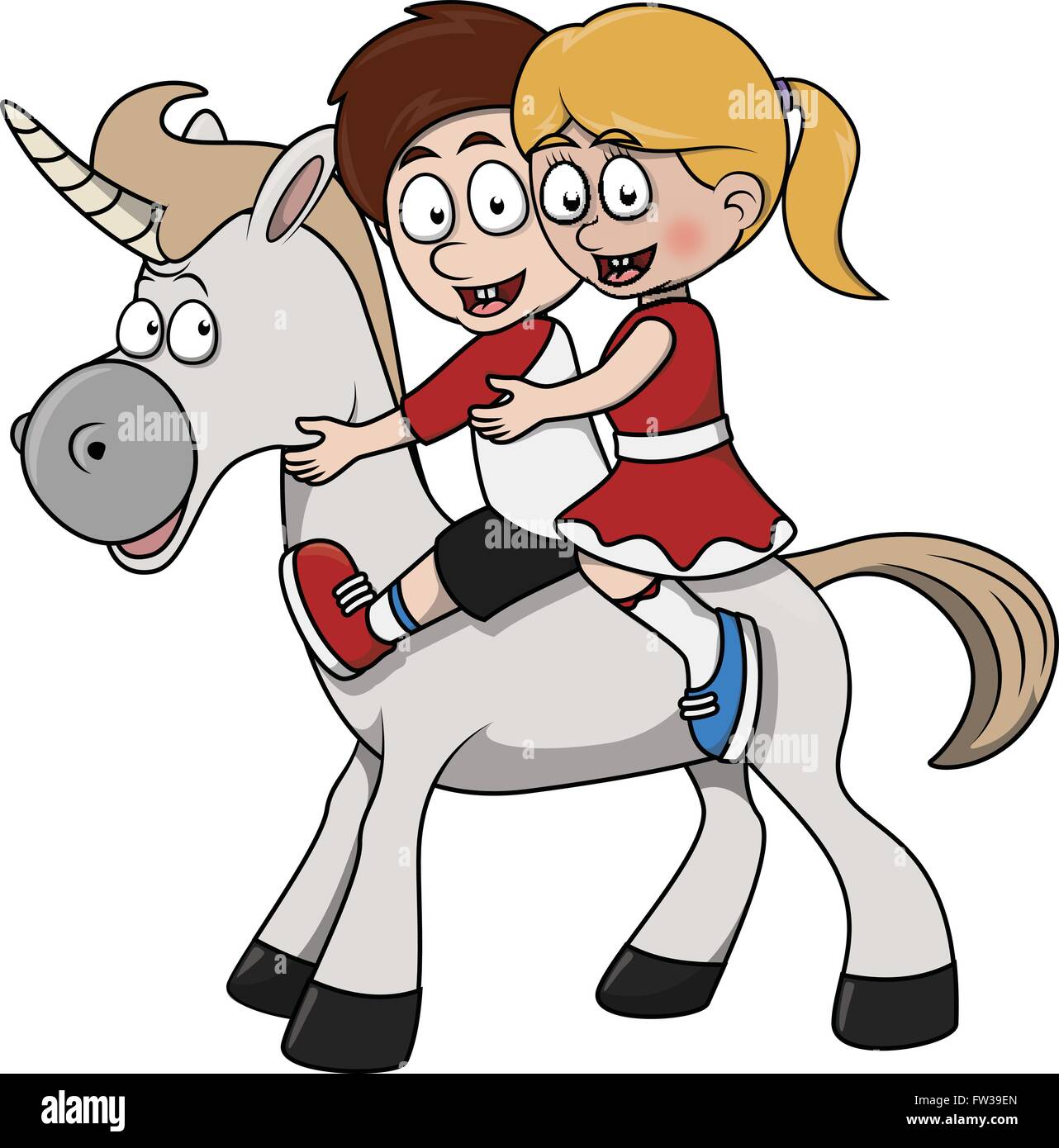 boys and girls riding unicorn Stock Vector Image & Art - Alamy