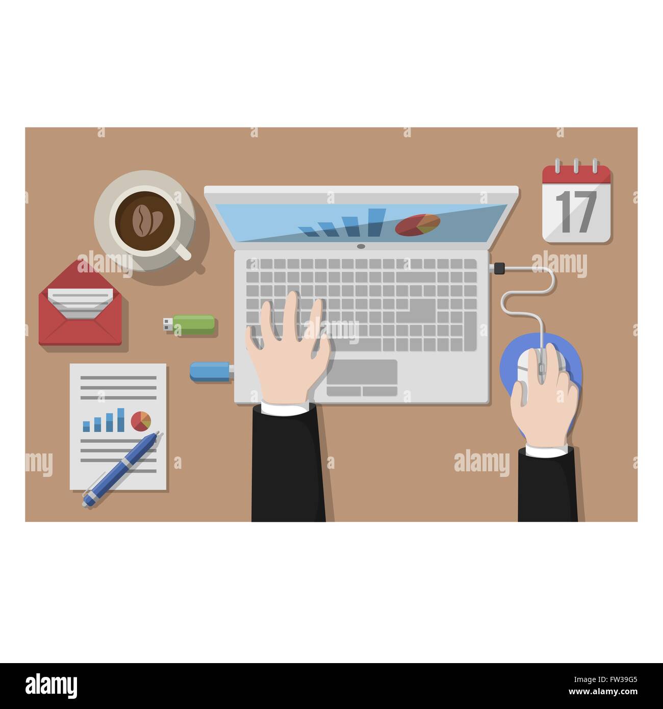 Business man typing desk Stock Vector Image & Art - Alamy