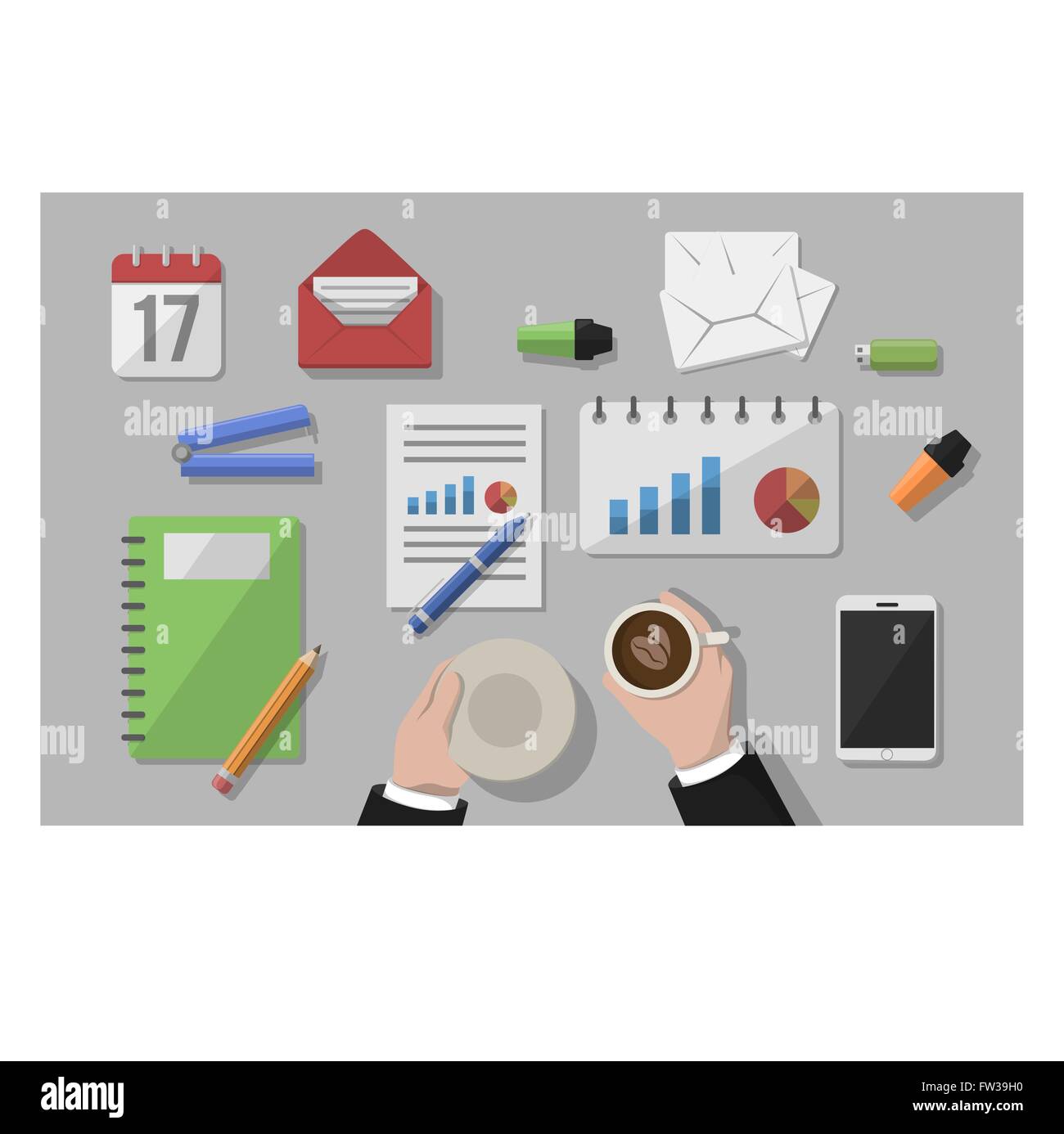 Desk top office Stock Vector Images - Alamy