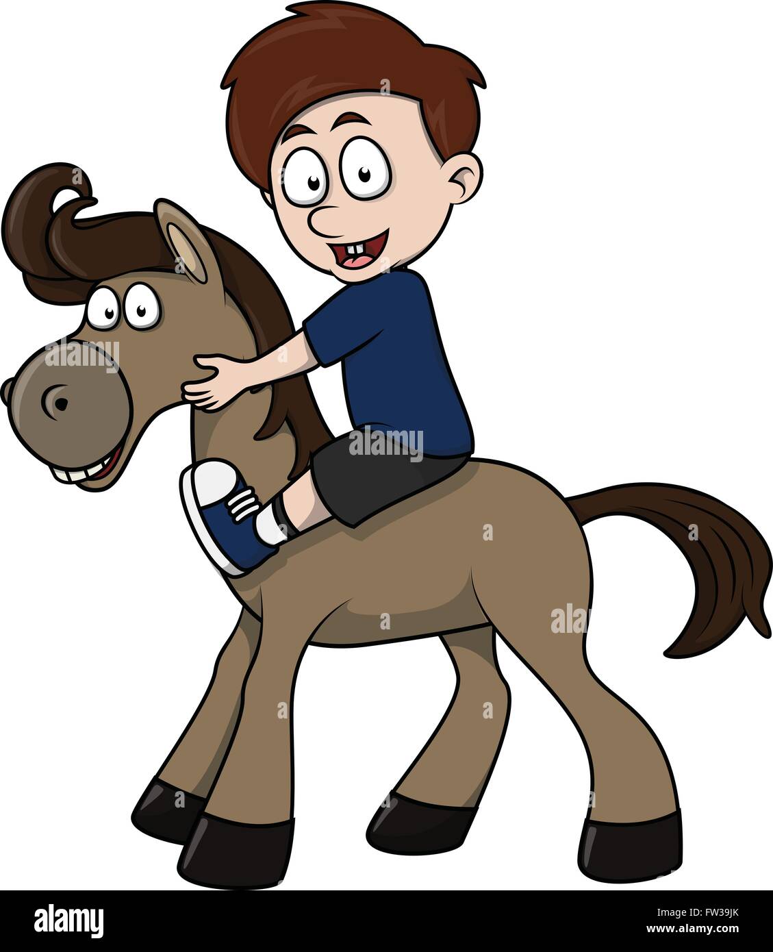 boy ride horse cartoon illustration Stock Vector Image & Art - Alamy