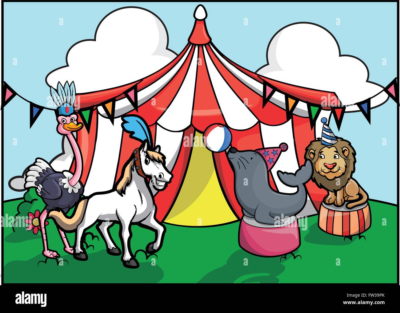 cute animal circus attraction Stock Vector Image & Art - Alamy