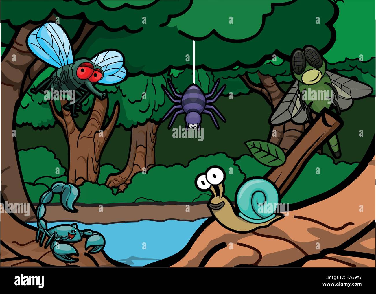 Cute Insect around Exotic Forest Stock Vector Image & Art - Alamy