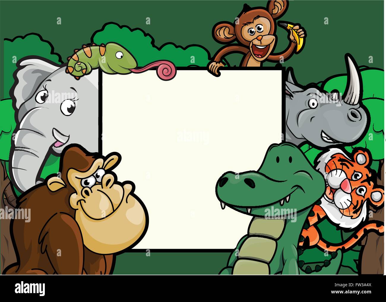 Cute funny animal and Forest Stock Vector Image & Art - Alamy