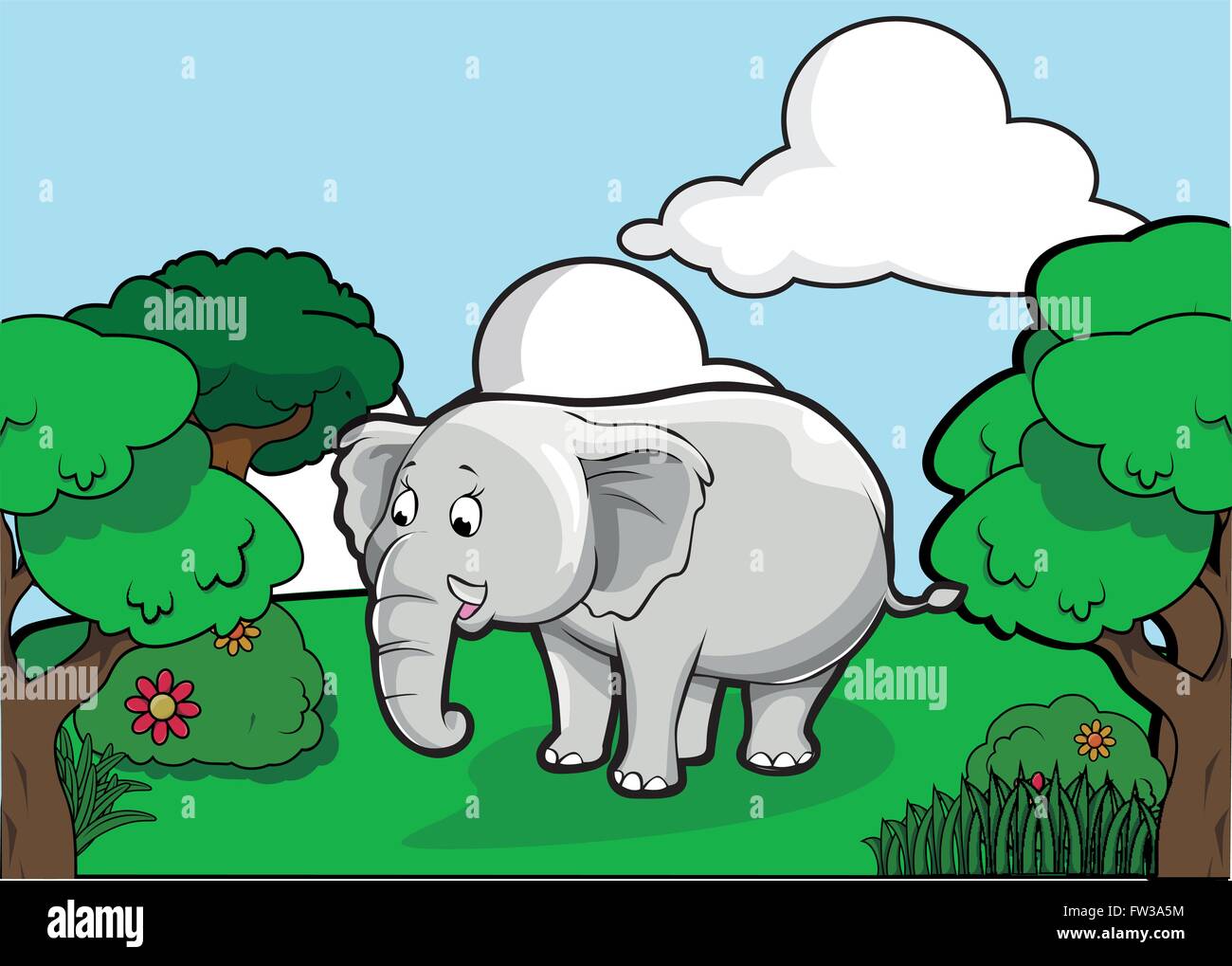 Elephant and Forest scenery Stock Vector Image & Art - Alamy