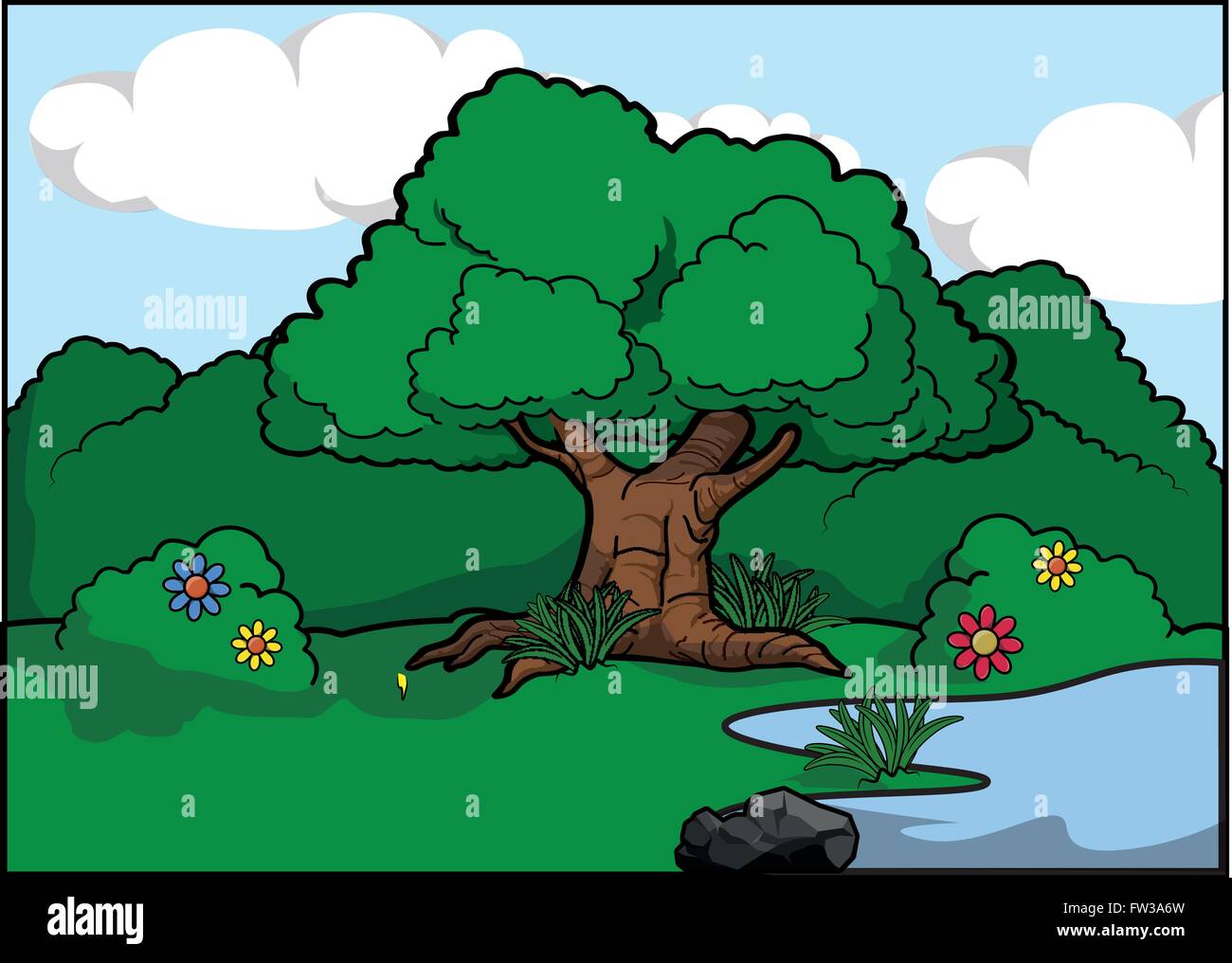 Big tree scenery around forest Stock Vector Image & Art - Alamy