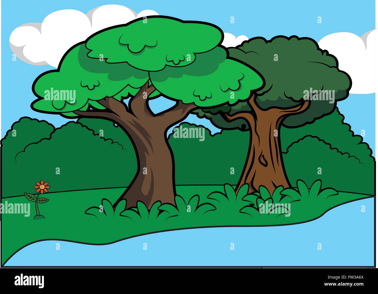 Big tree scenery around forest Stock Vector Image & Art - Alamy