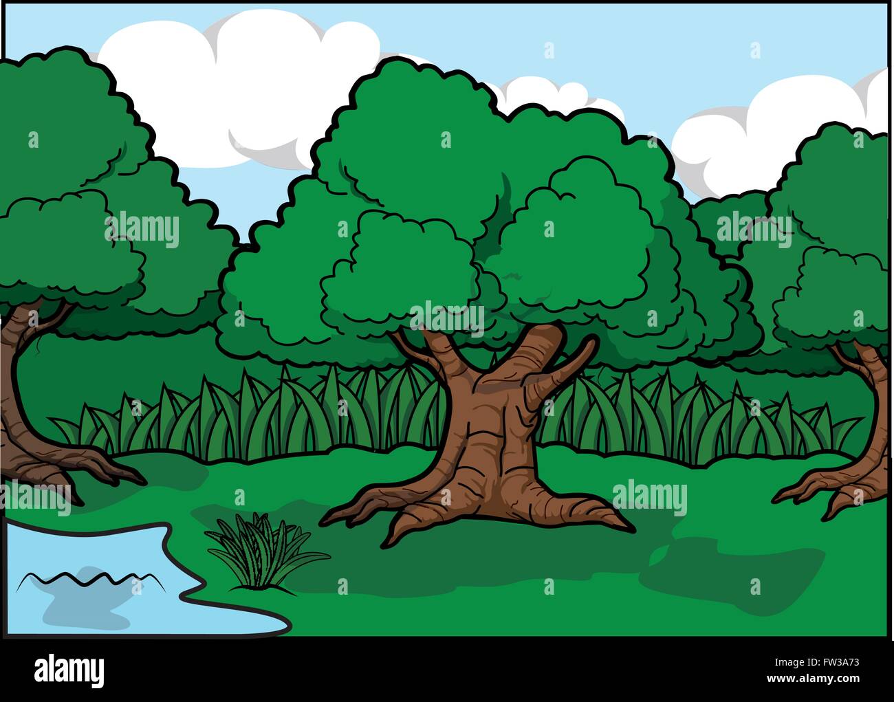 Big tree scenery around forest Stock Vector Image & Art - Alamy