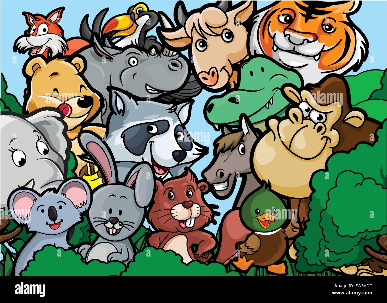 Animal group forest scenery Stock Vector Image & Art - Alamy