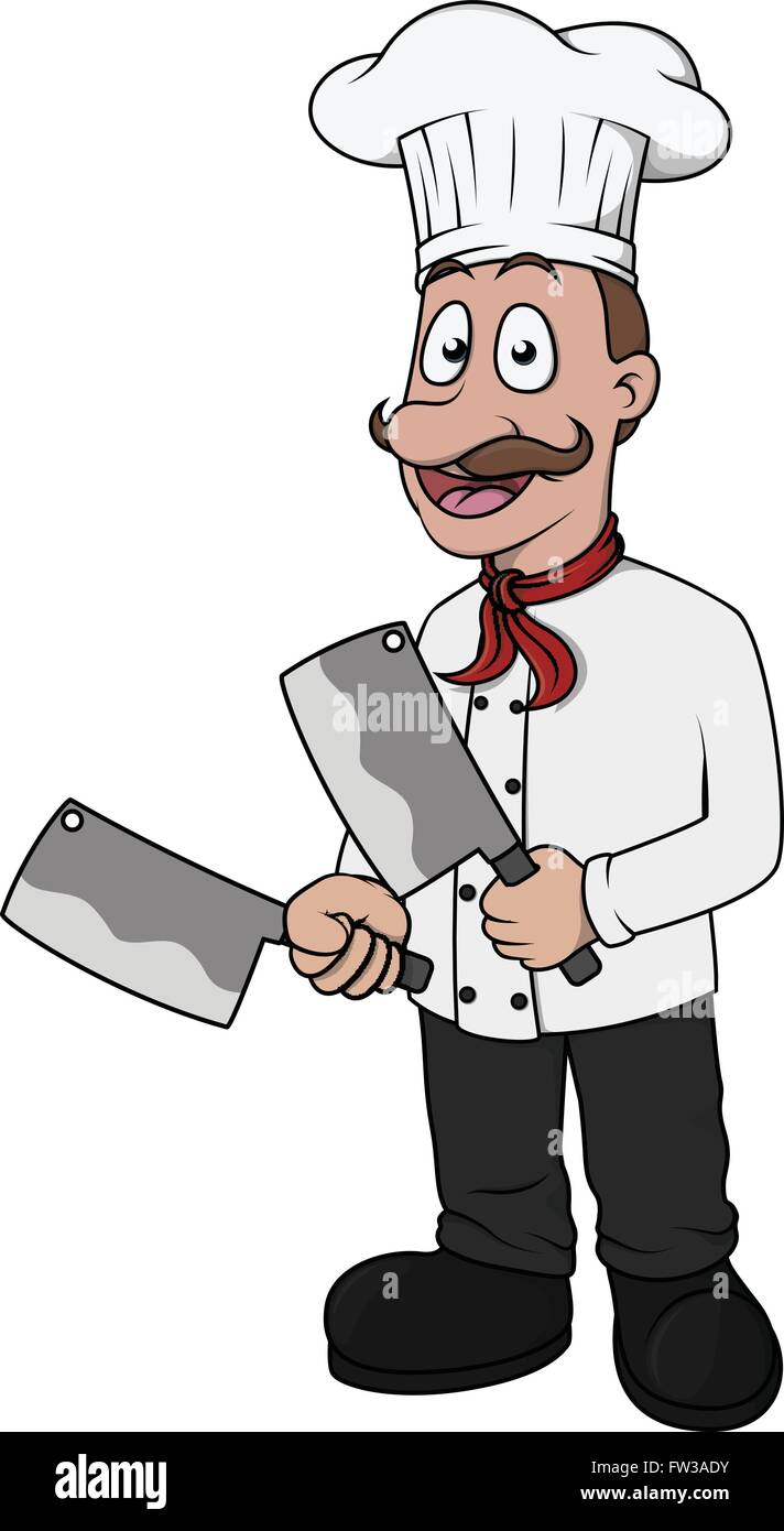chef cute cartoon with big knife Stock Vector Image & Art - Alamy