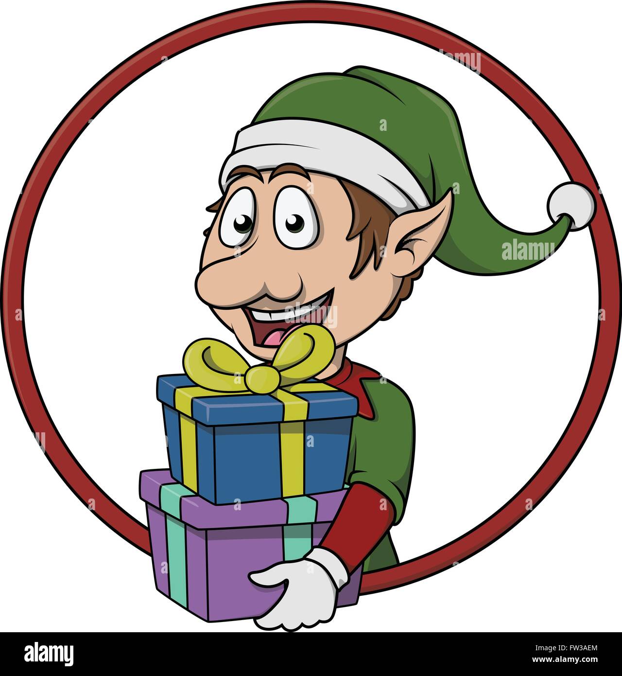 Elf bring christmas gift pack Stock Vector Image & Art - Alamy