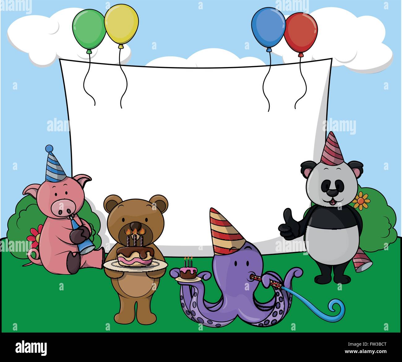animal birthday party Stock Vector Image & Art - Alamy