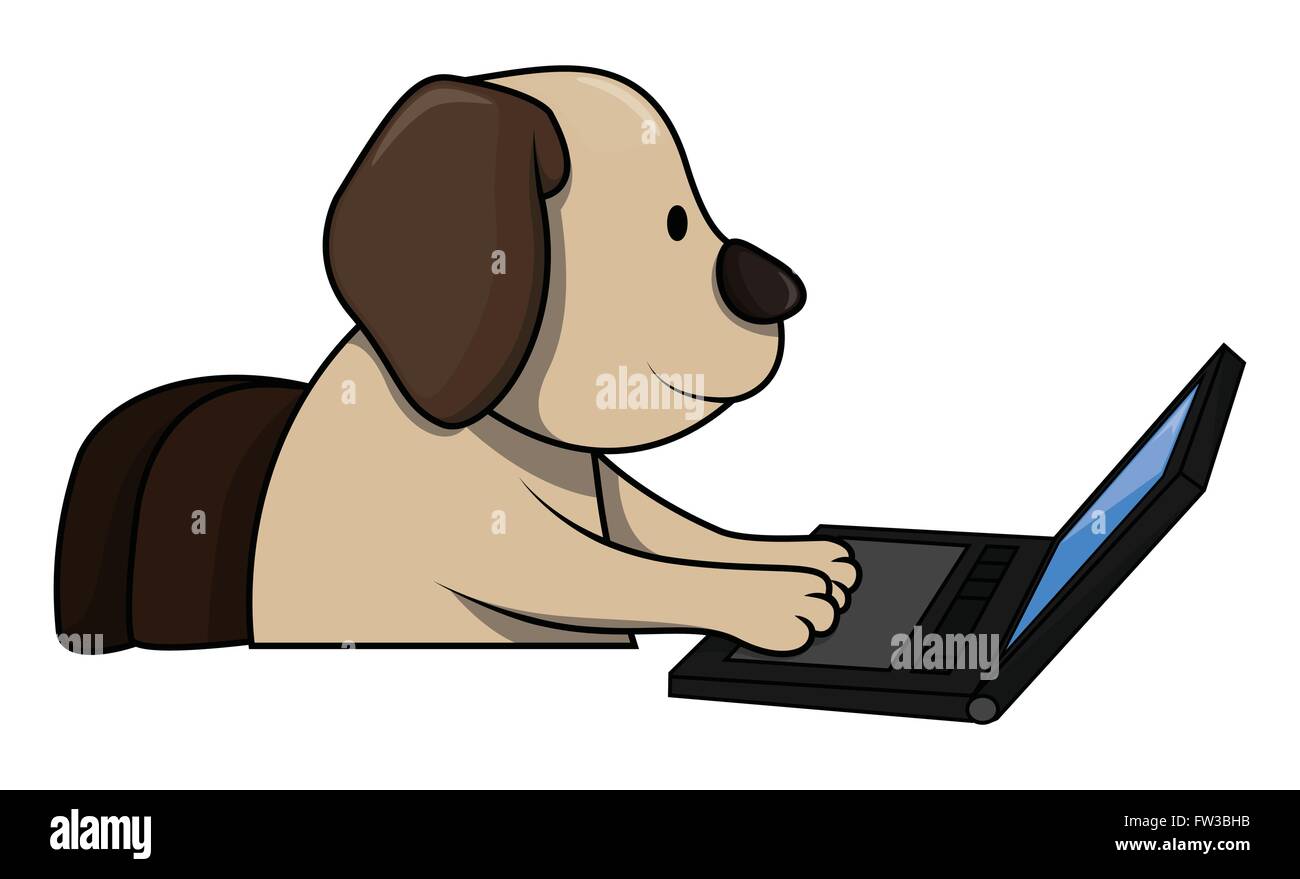 Dog using computer Stock Vector Image & Art - Alamy